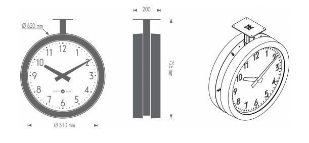 Reloj para aeropuerto - HANDI® 620mm DOUBLE FACE - GORGY TIMING - analógico / de cuarzo