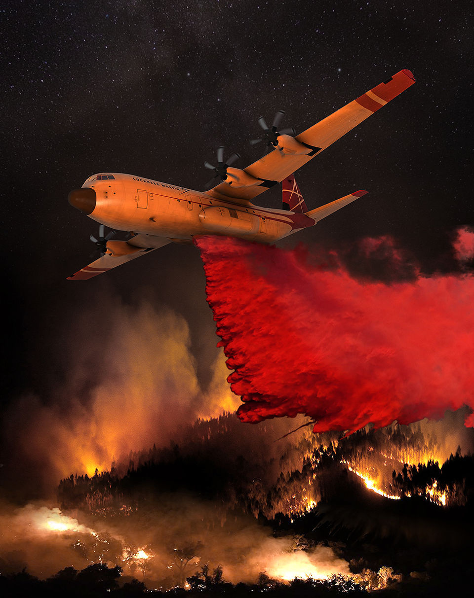 Avion bombardier d'eau retardant - LM-100J FireHerc - LOCKHEED MARTIN ...