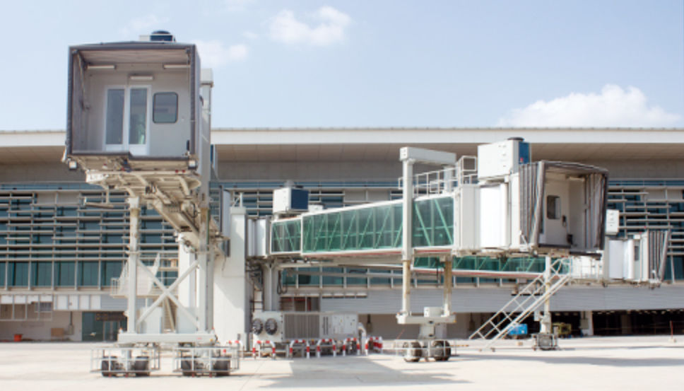 Passenger boarding bridge - ADELTE - with window walls / for A380