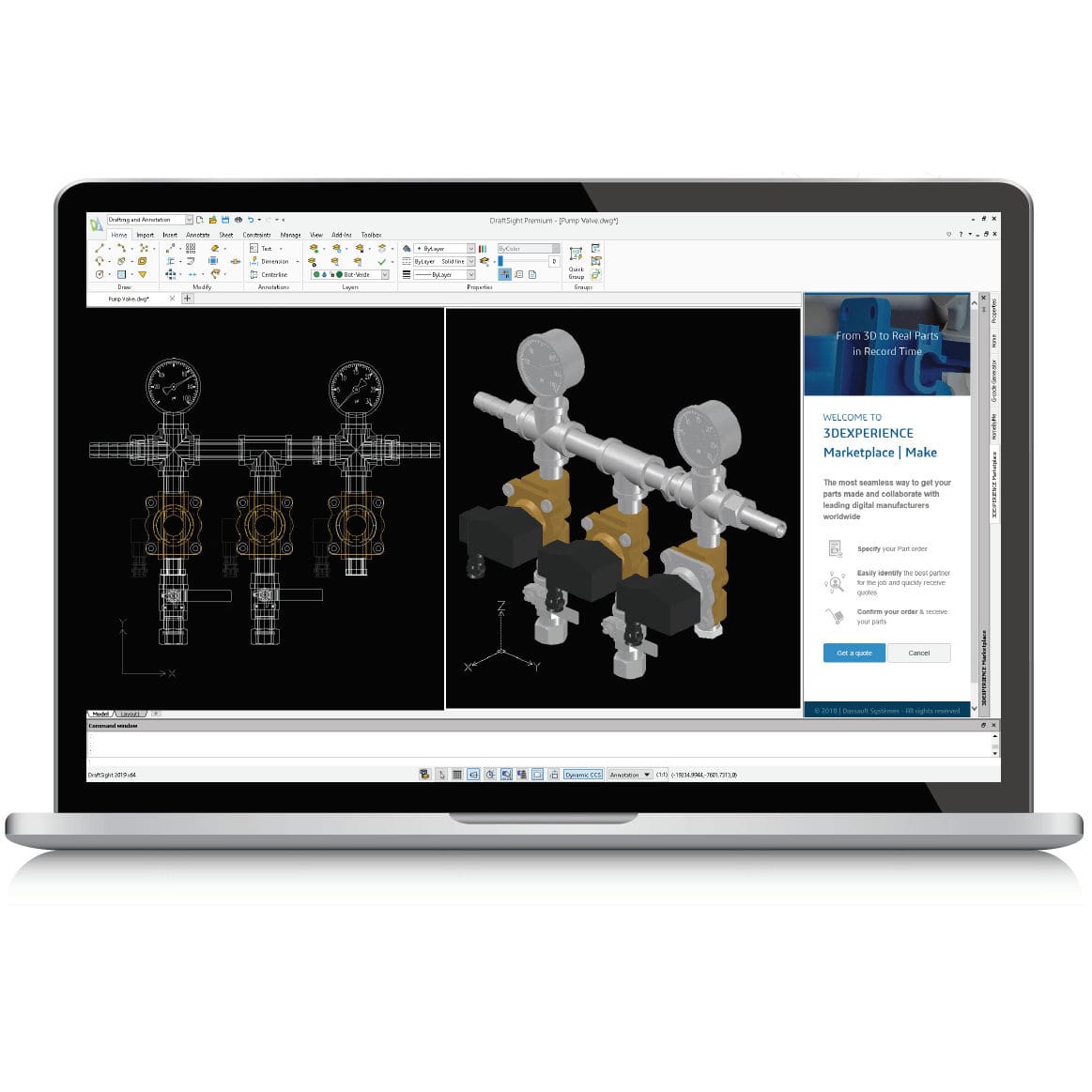CAD software - DraftSight® - DASSAULT SYSTEMES - modeling / for aeronautics / 3D
