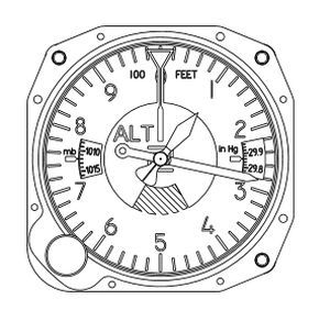 Analog altimeter - LUN 1128 - Mikrotechna Praha a.s. - feet / 3-inch ...