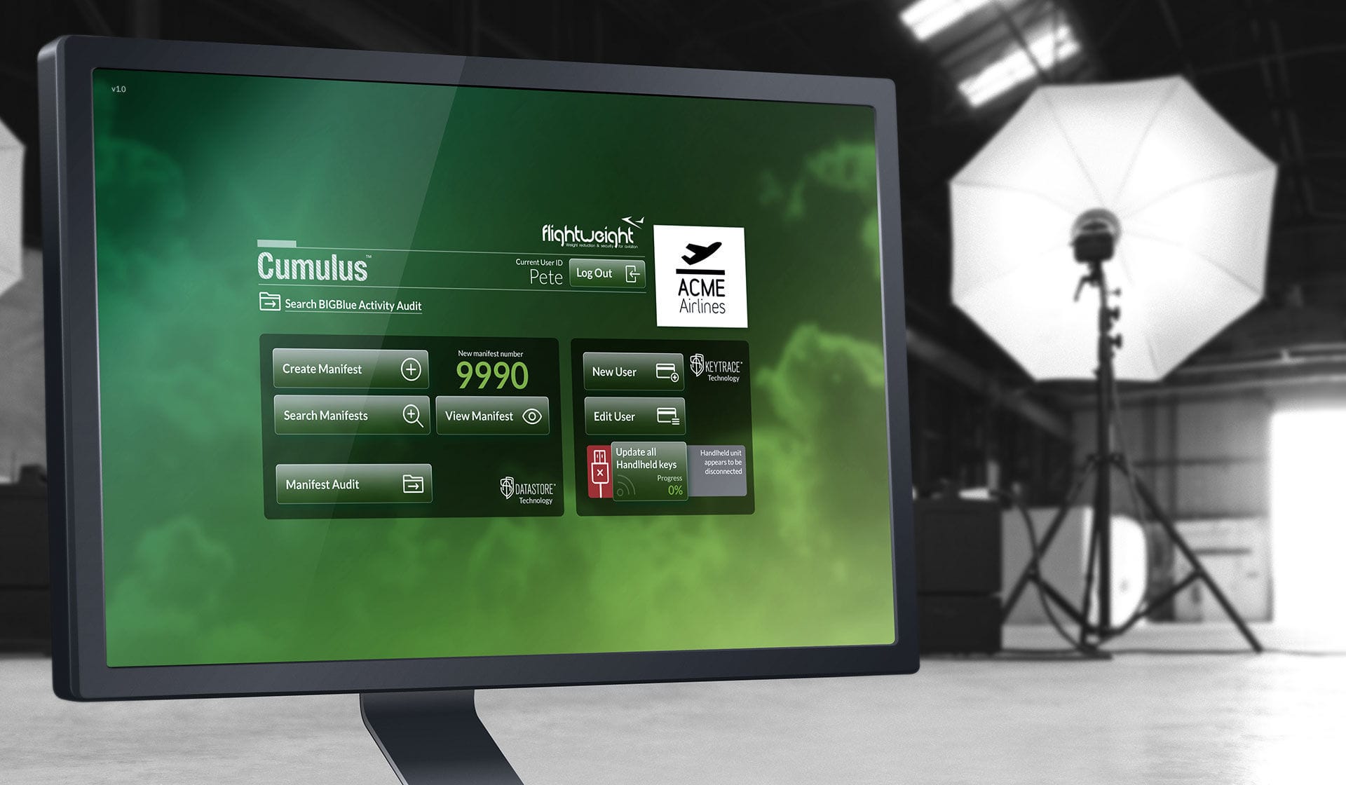 Control software - Cumulus - Flightweight LTD - for airport / for trolleys