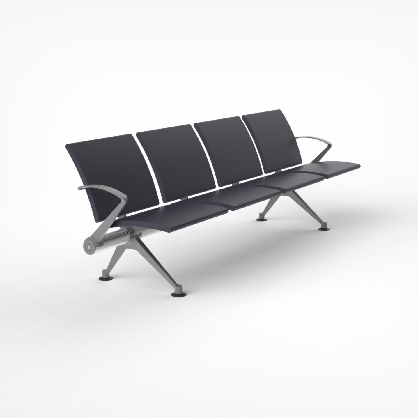 Airport beam chair - Flite - OMK Design Ltd - 4-seater / metal / leather