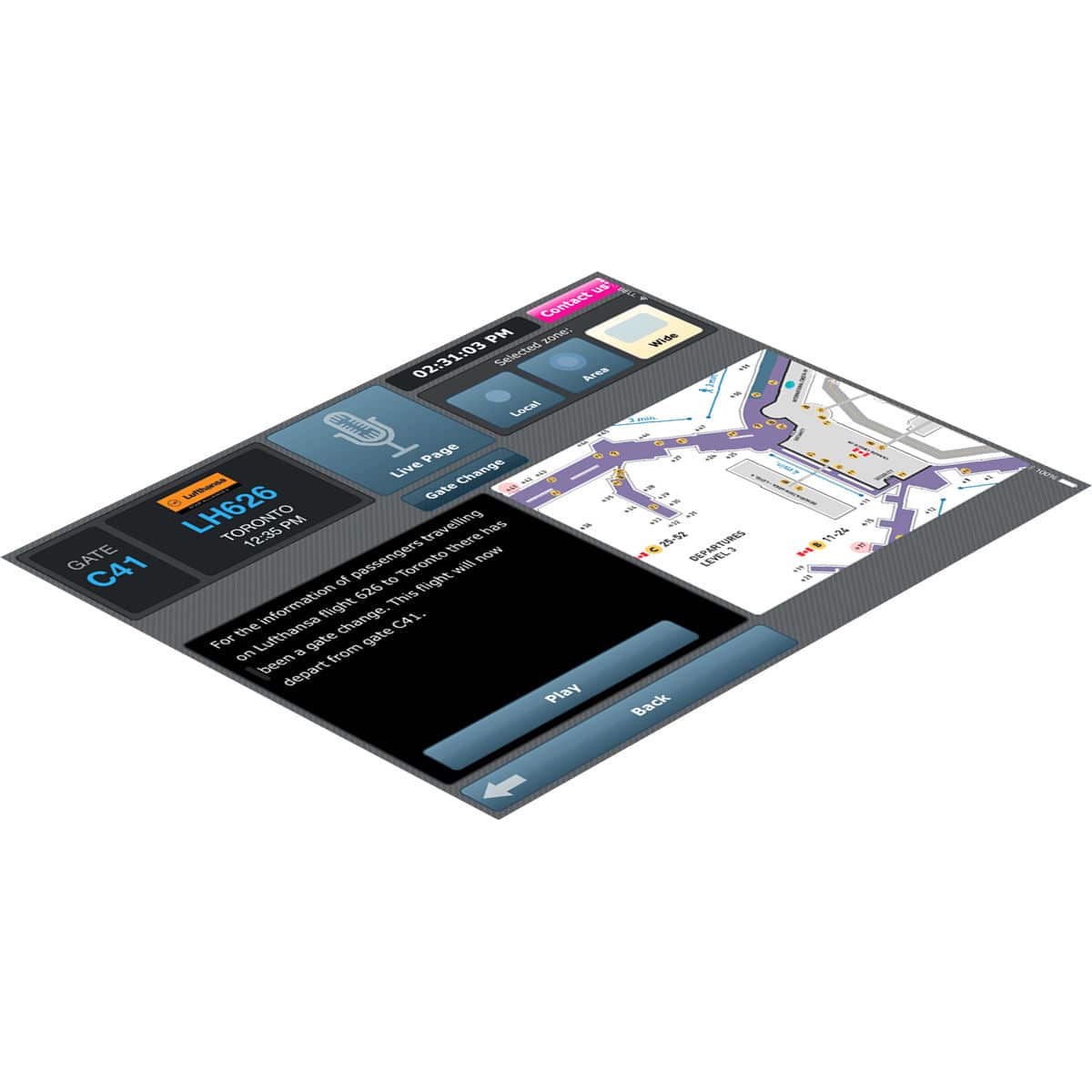 Voice flight announcement system - Simpleway, Inc. - for airport