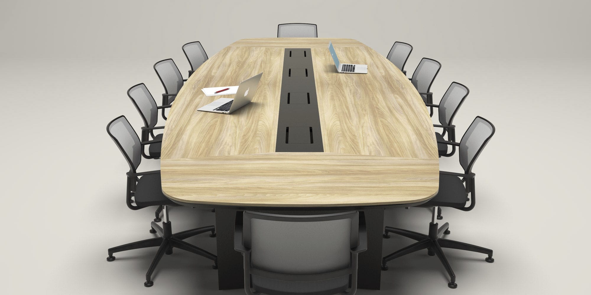 Airport boardroom table - XL - Nurus - wood / metal / leather