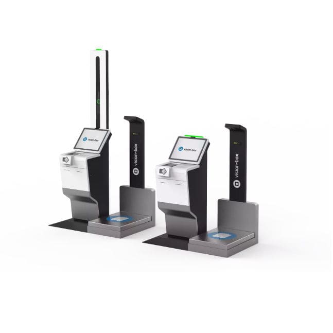 Check-in kiosk with biometric capture - Seamless ® - Vision-Box - floor ...