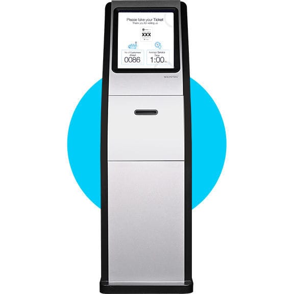 Floor-standing queue kiosk - F-19 - Wavetec - touch screen / for airport