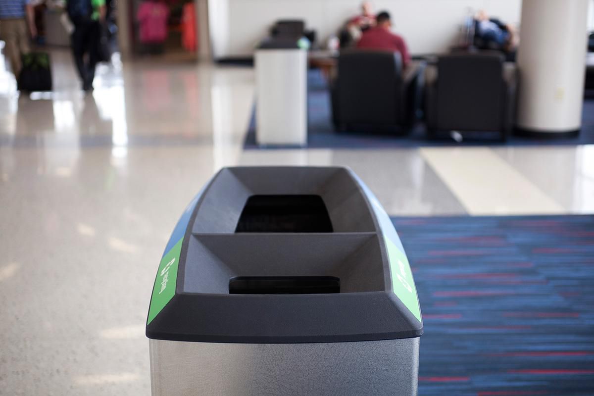 Airport waste bin - Transit Litter & Recycling Receptacle - Forms ...