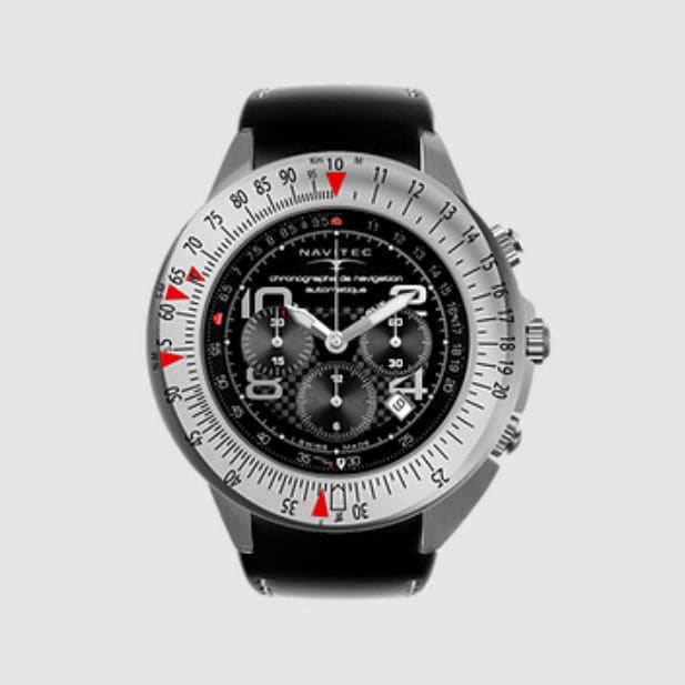 Aviator watch - TCA black - Navitec - chronograph / dual time / self ...