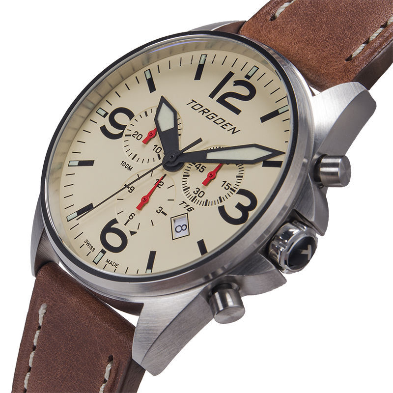 Aviator watch - T16CR44L - Torgoen - chronograph / self-winding / quartz