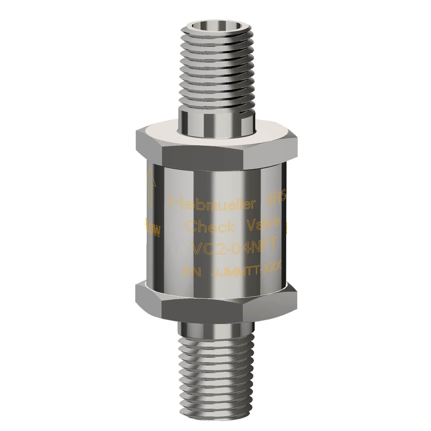 Light aircraft check valve - VC2-04NPT - Hebmüller Aerospace - threaded