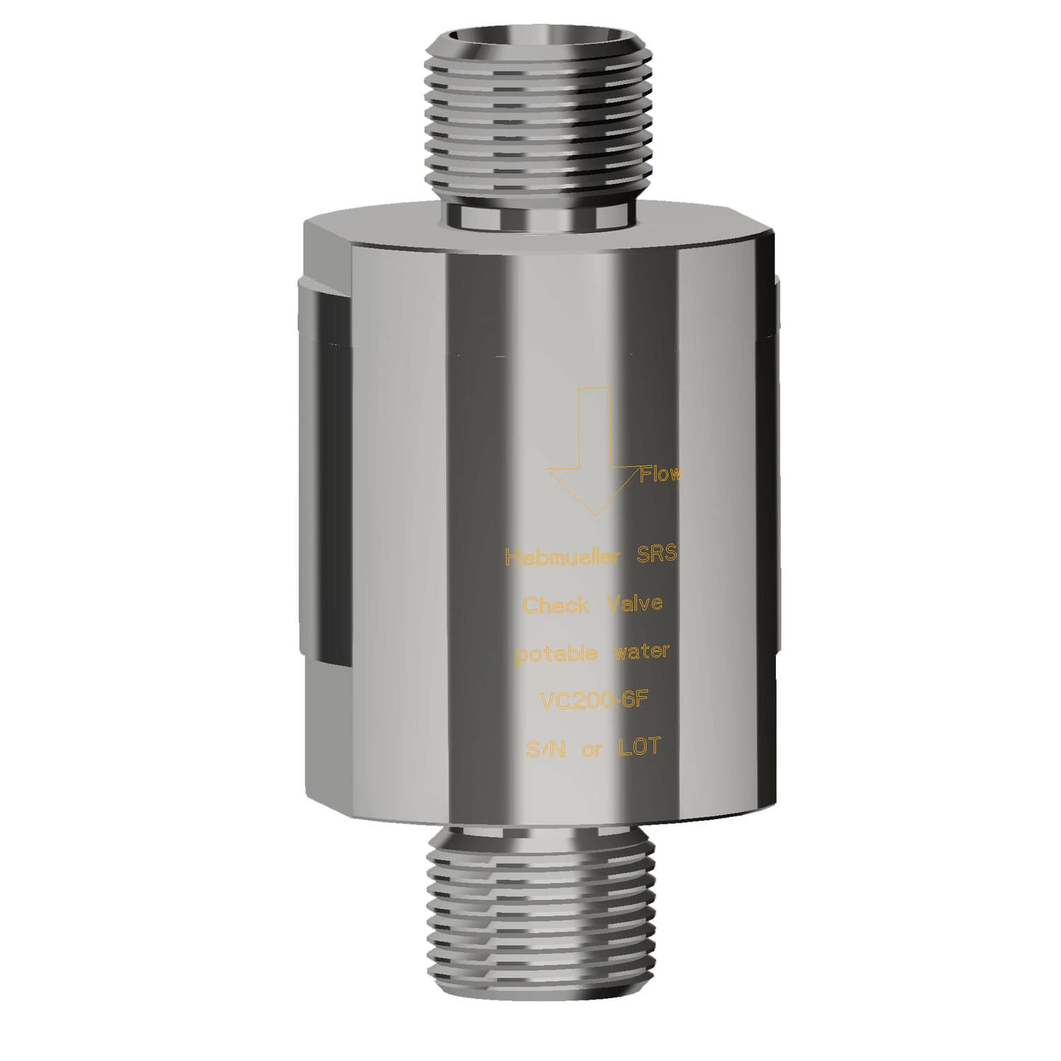 Light aircraft check valve - VC200-6F - Hebmüller Aerospace - threaded