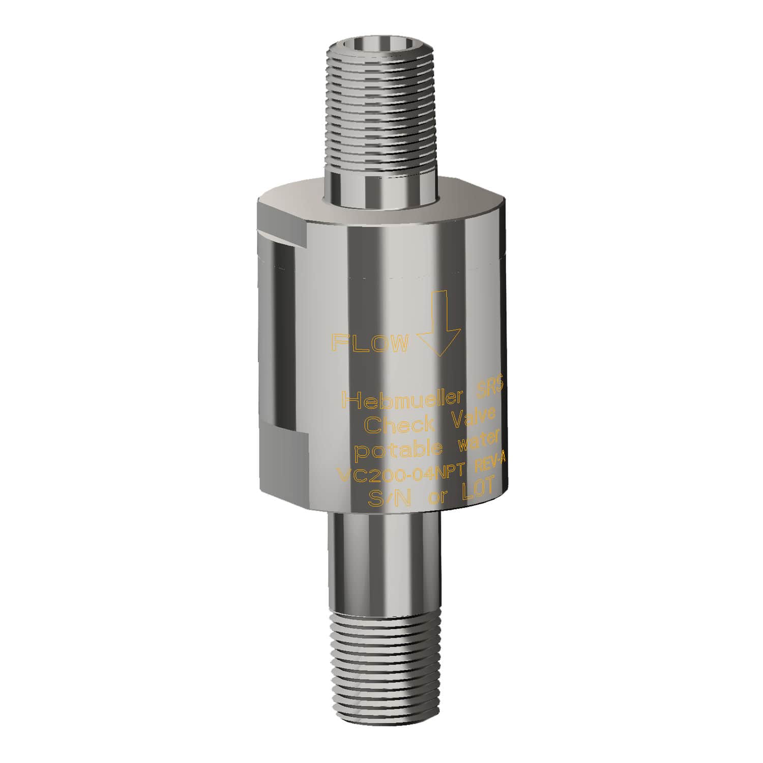 Light aircraft check valve - VC200-04NPT - Hebmüller Aerospace - threaded