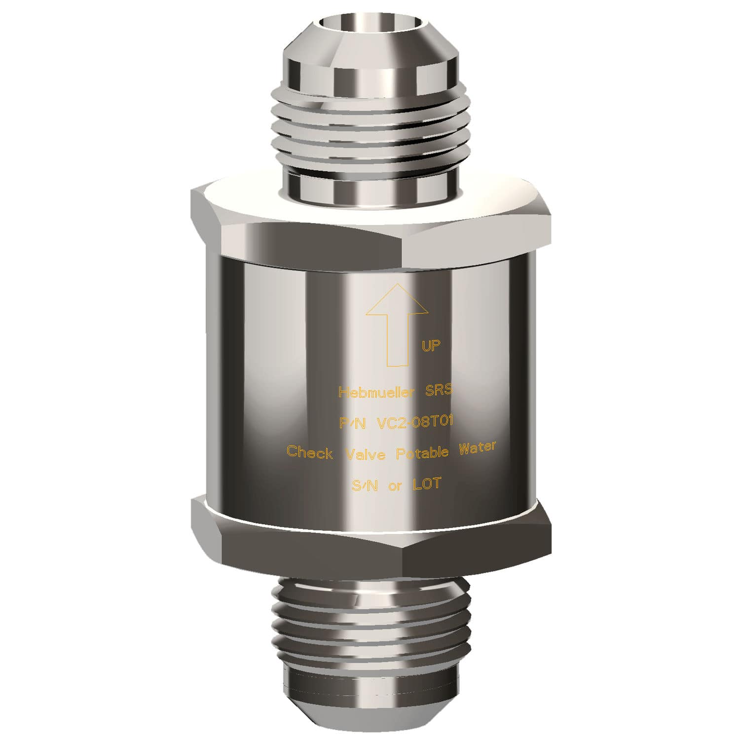 Light aircraft check valve - VC2-08T01 - Hebmüller Aerospace - threaded