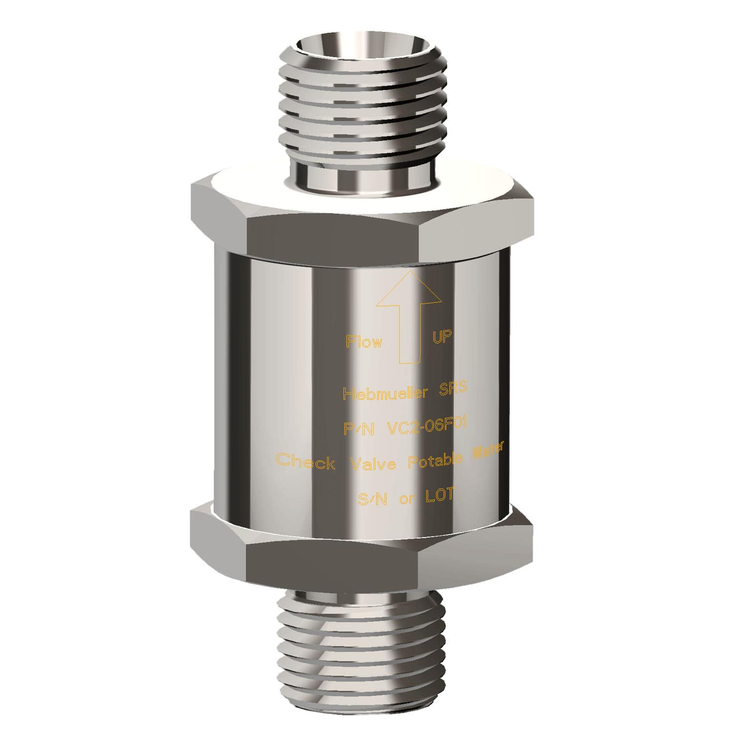 Light aircraft check valve - VC2-08F01 - Hebmüller Aerospace - threaded