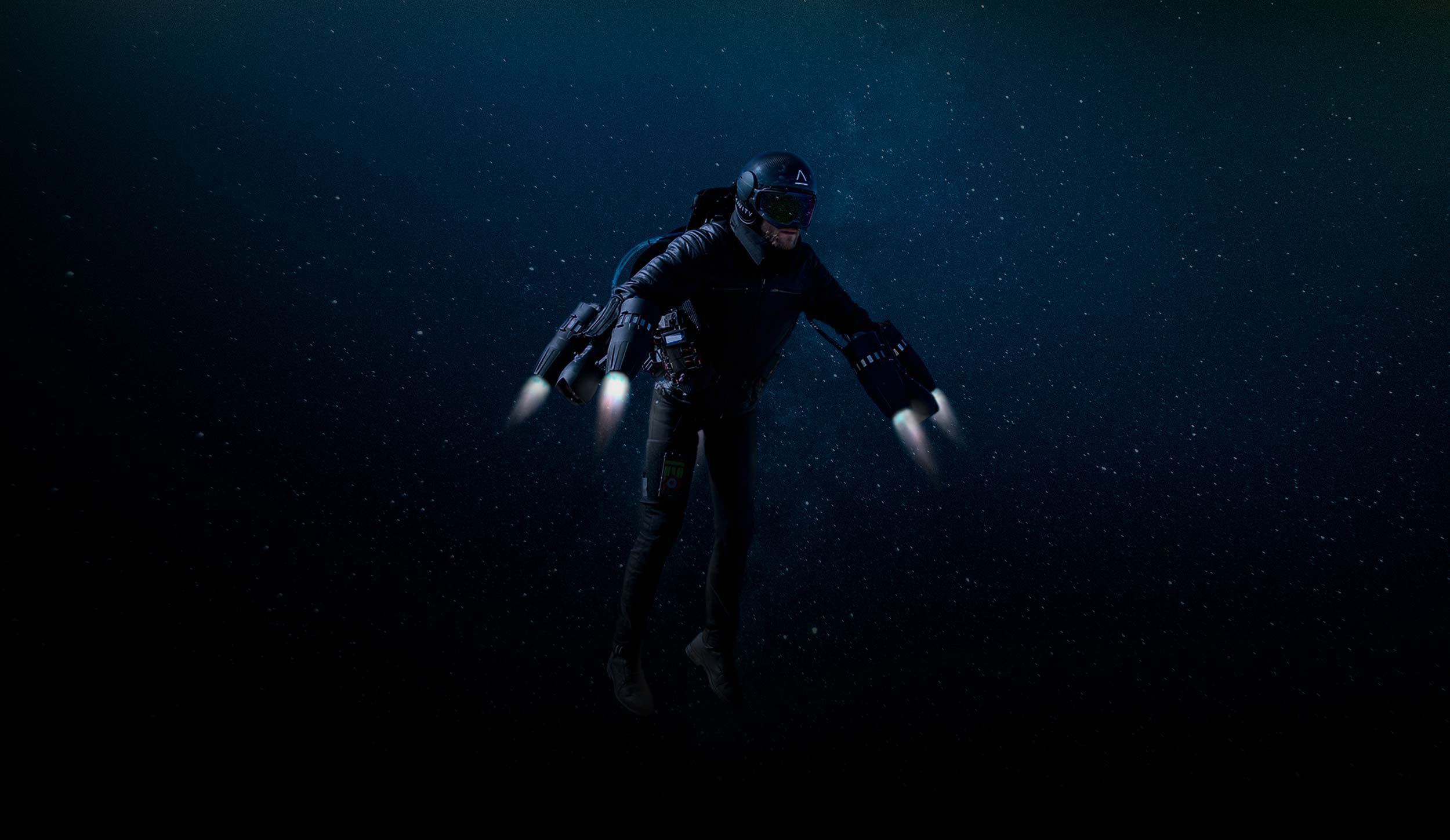 Jet pack with rocket propulsion - Gravity