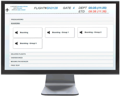 Automatic flight announcement system - PAS - PDC A/S - voice / for airport