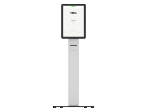 Floor-standing queue kiosk - Qmatic - countertop / touch screen ...