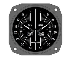 Electronic tachometer - 3 1/8" Dual - Aircore 180° - UMA Instruments