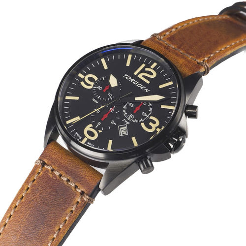 Aviator watch - T16BKIP44SV - Torgoen - chronograph / self-winding / quartz