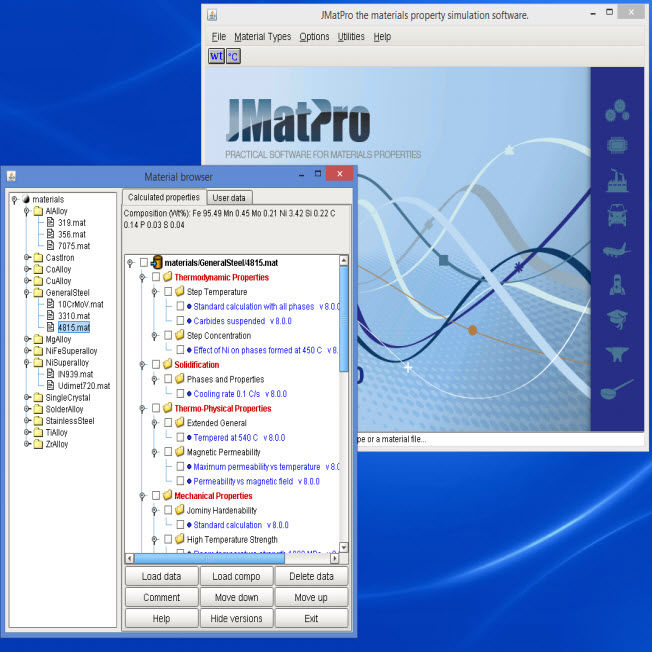 シミュレーションソフトウェア - JMATPRO® - Sente Software Ltd. - 計算 / 航空用