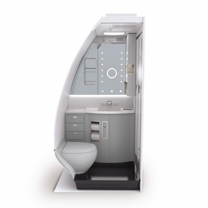 Banheiro para avião com descarga automática por sensor - A350XWB ...